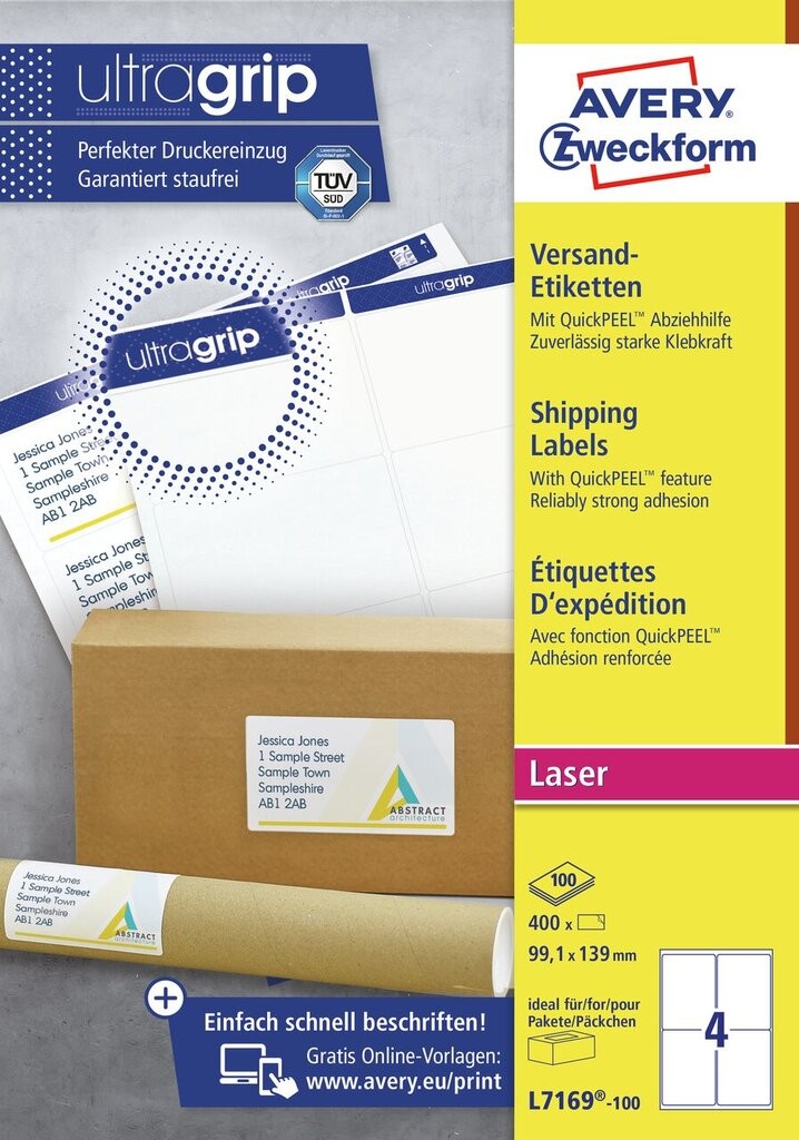 Shipping labels with QuickPEEL™ & Ultragrip | L7169-100 | Avery