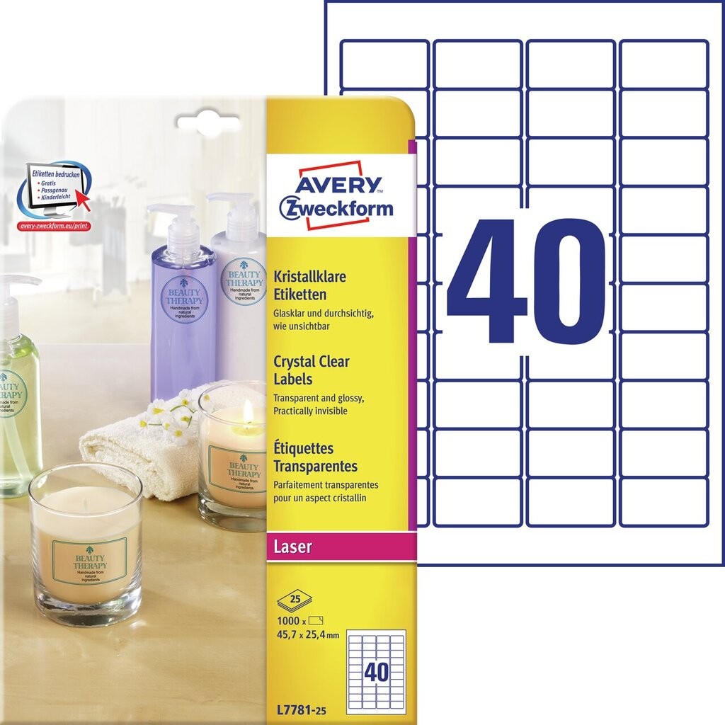 Crystal Clear labels | L7781-25 | Avery