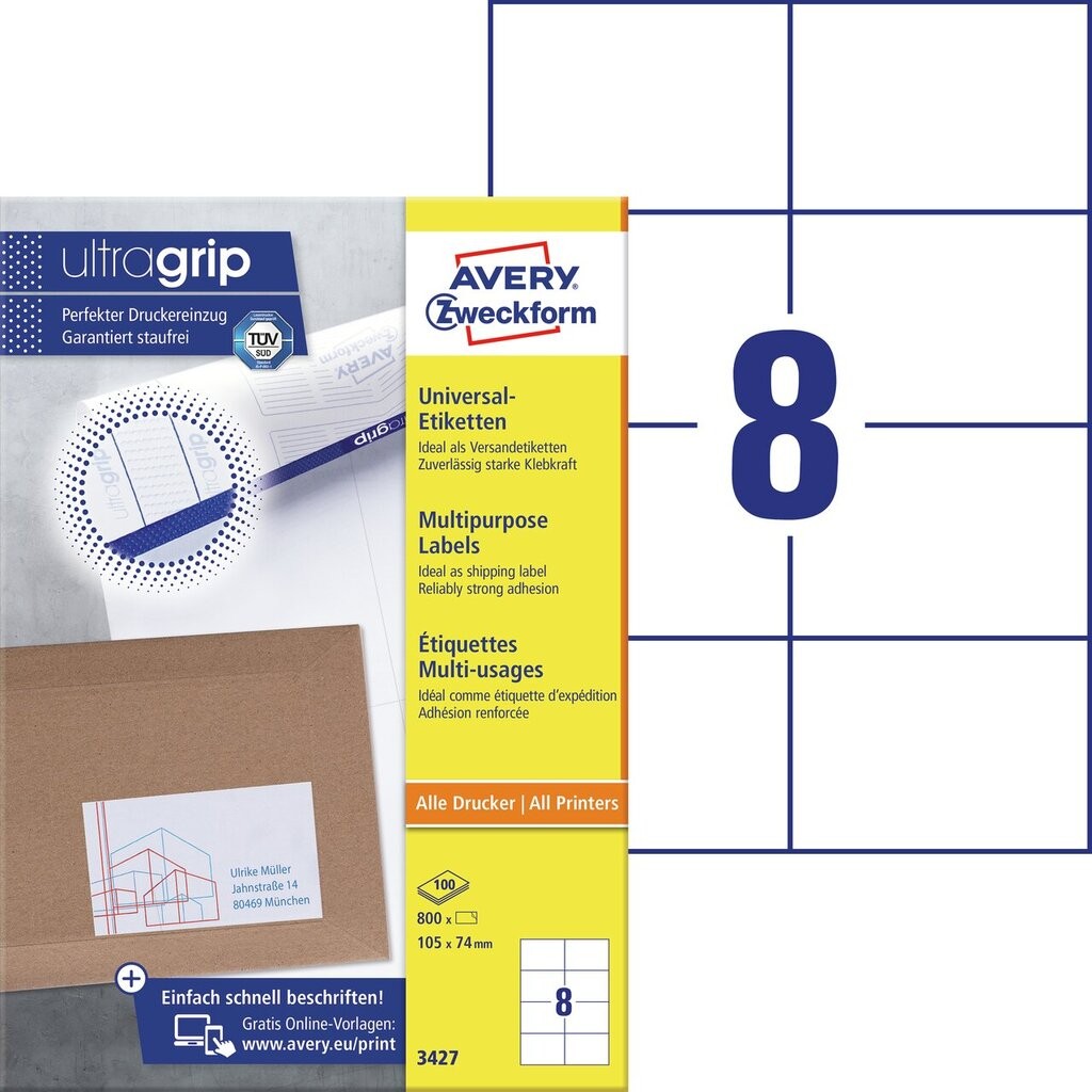 Multipurpose Labels with Ultragrip | 3427 | Avery