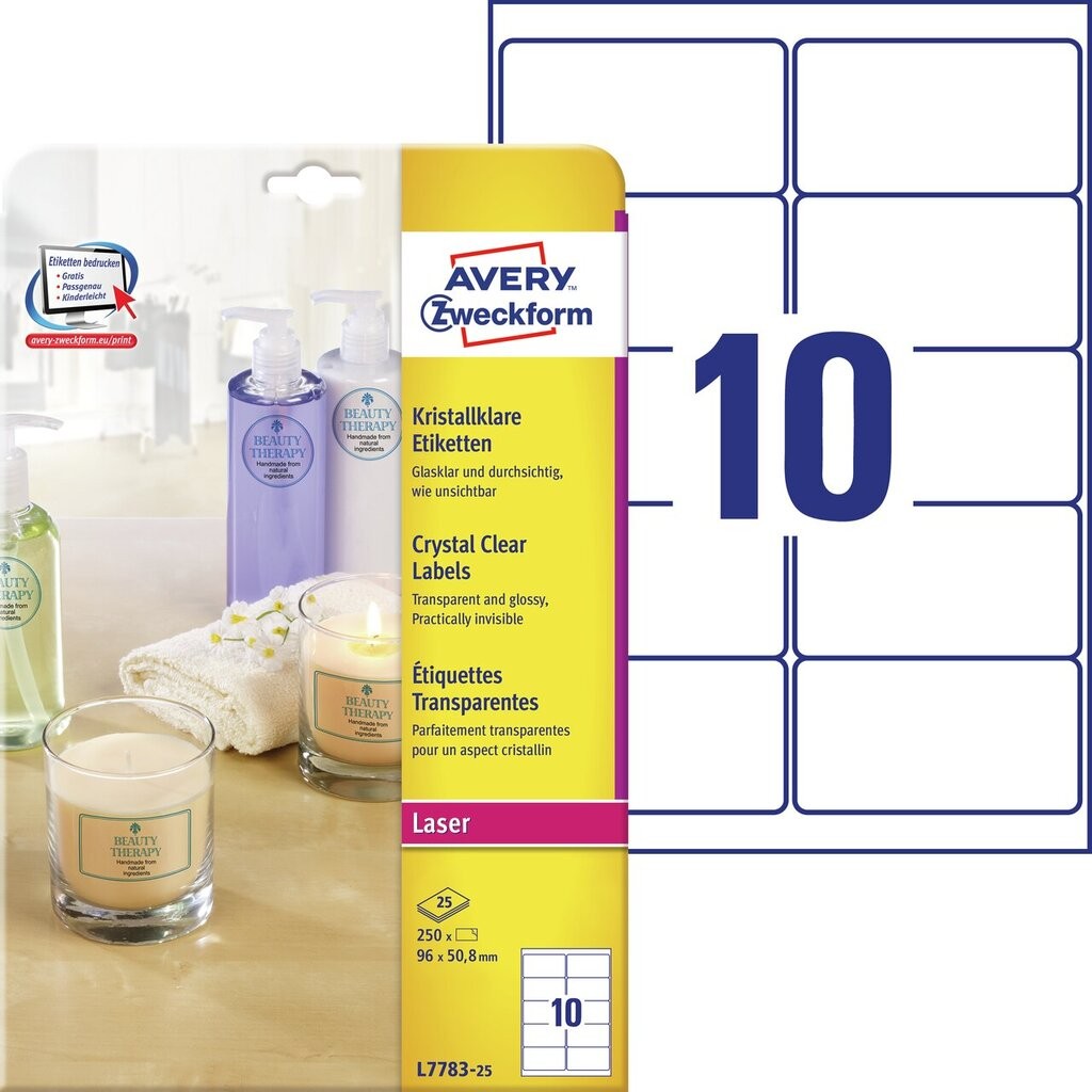 Crystal Clear labels | L7783-25 | Avery