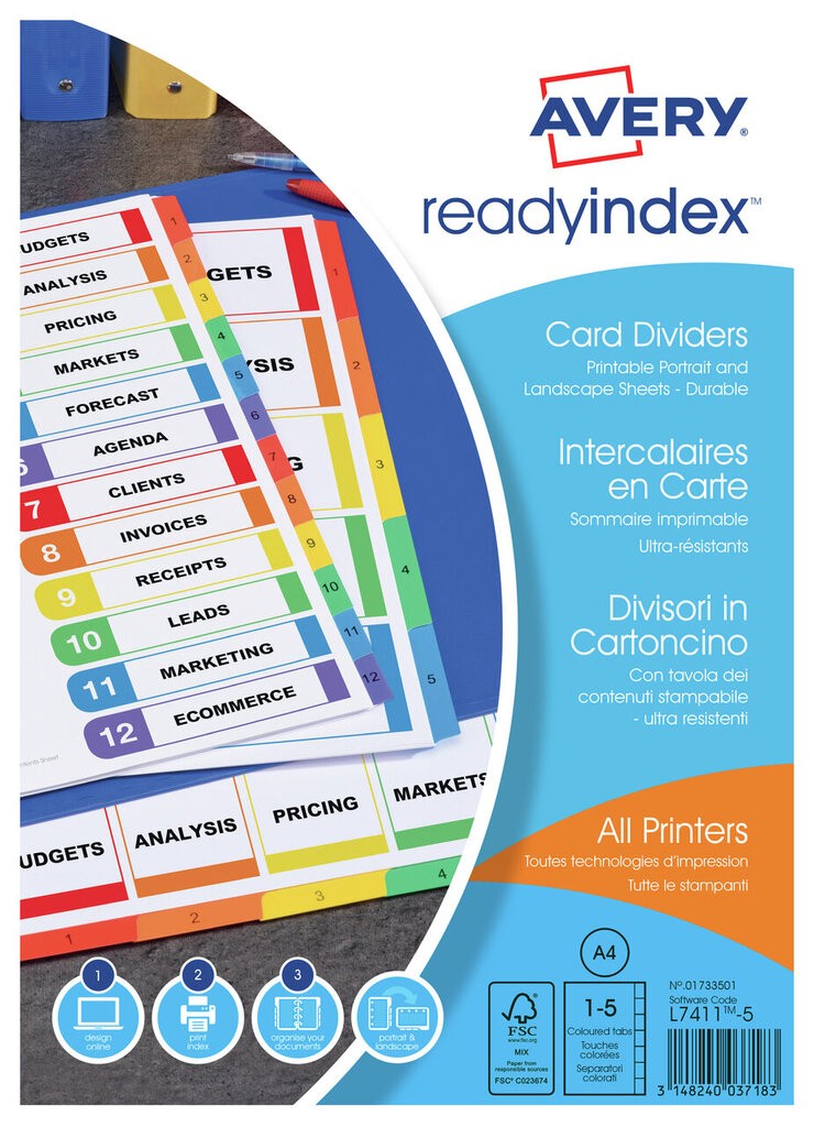 Ready Index™ with 5 dividers | 01733501 | Avery