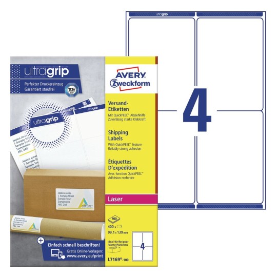 Shipping labels with QuickPEEL™ & Ultragrip | L7169-100 | Avery