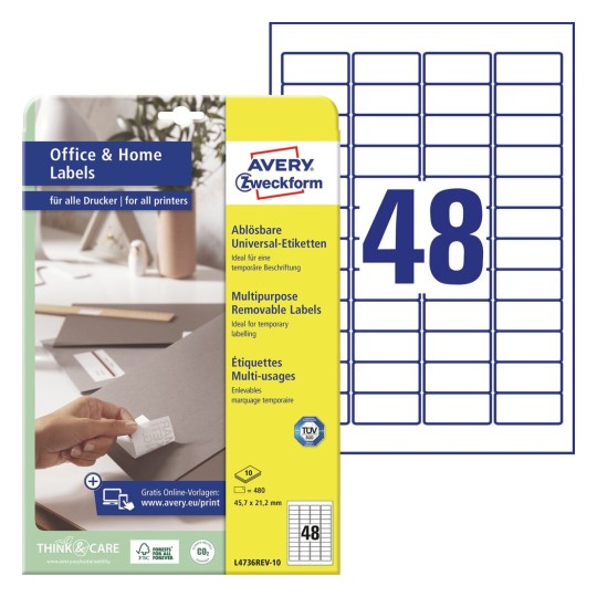 Multipurpose General-use Labels, removable | L4736REV-10 | Avery