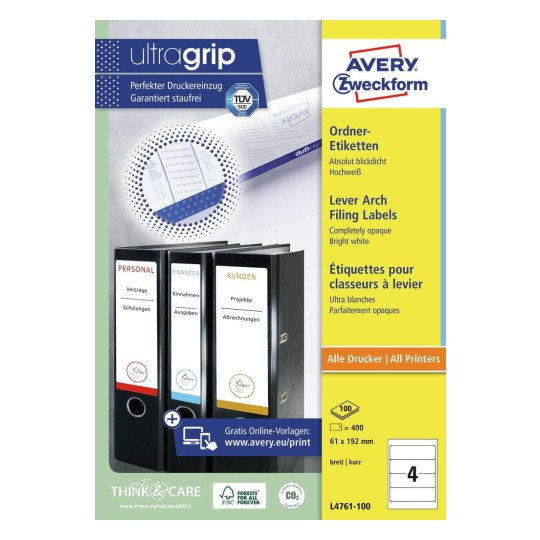 Lever Arch Filing Labels | L4761-100 | Avery