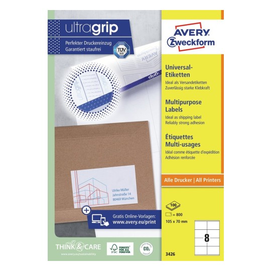 Multipurpose Labels with Ultragrip | 3426 | Avery