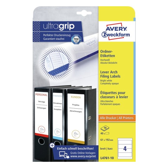 Lever Arch Filing Labels | L4761-10 | Avery