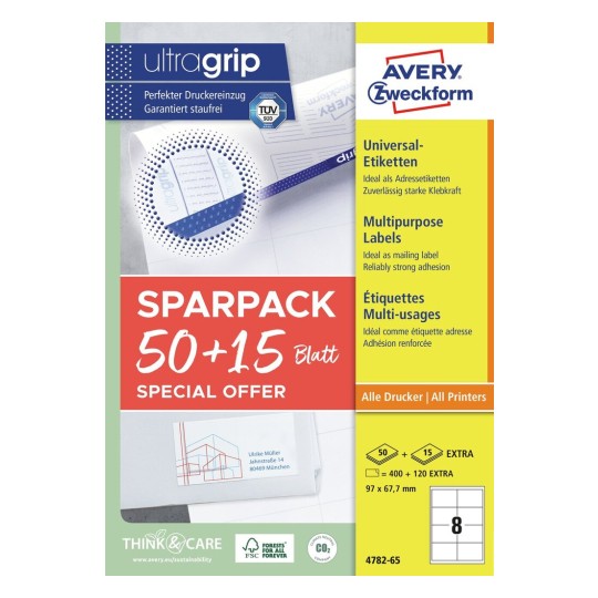 Multipurpose General-use Labels, 97 x 67.7 mm, 520 Labels, white | 4782 ...