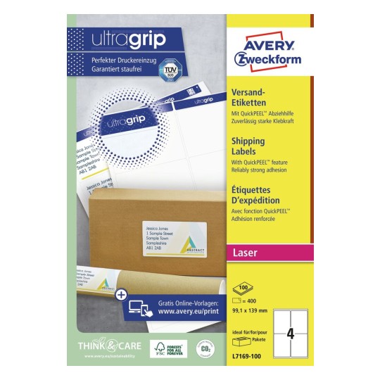 Shipping labels with QuickPEEL™ & Ultragrip | L7169-100 | Avery