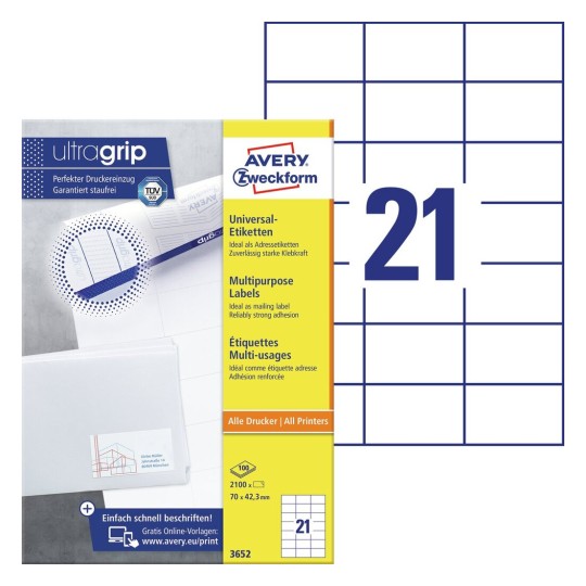 Multipurpose Labels with Ultragrip | 3652 | Avery