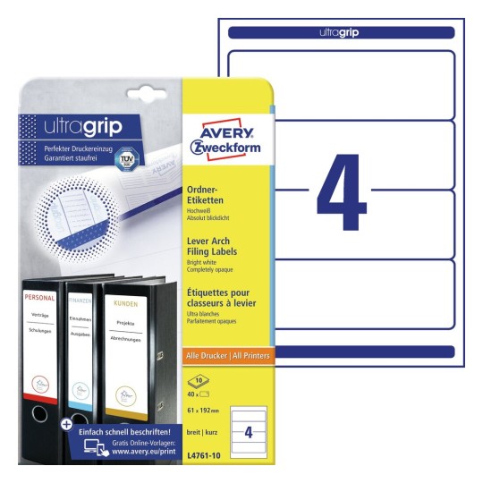 Lever Arch Filing Labels | L4761-10 | Avery
