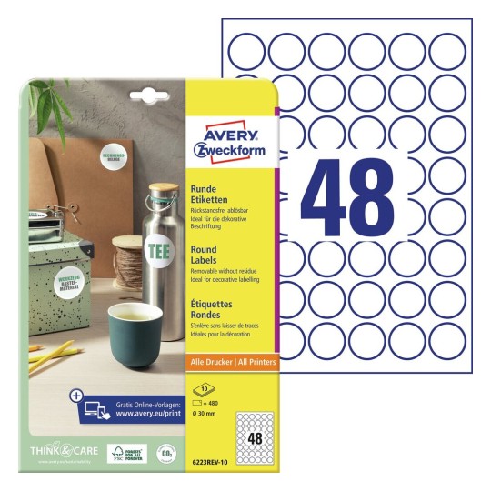 Removable labels in Special Shapes | 6223REV-10 | Avery