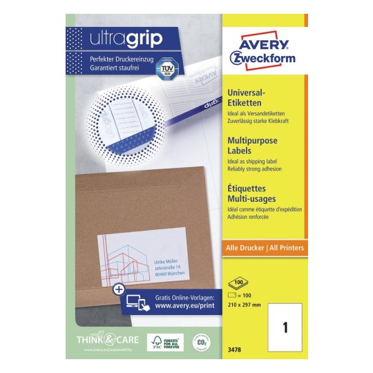 Multipurpose Labels with Ultragrip | 3478 | Avery