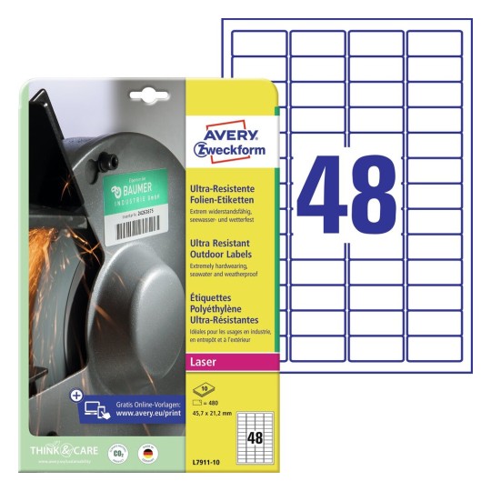 Ultra Resistant Outdoor Labels | L7911-10 | Avery Zweckform