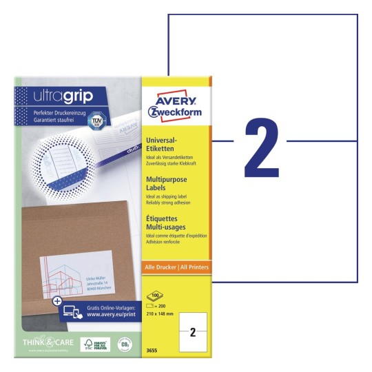 Multipurpose Labels with Ultragrip | 3655 | Avery